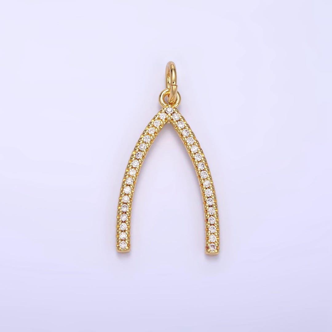 Dainty Wishbone Charms Wish Good Luck Dangle Pendant 18k Gold Filled ...