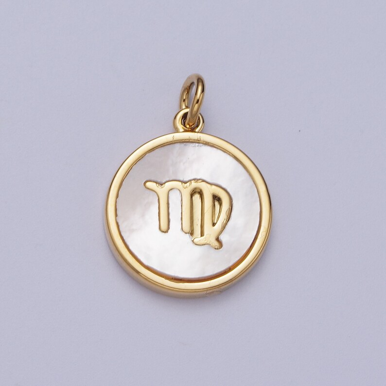 Shell Pearl Gold Zodiac Signs Medallion Pendant 24K Gold - Etsy