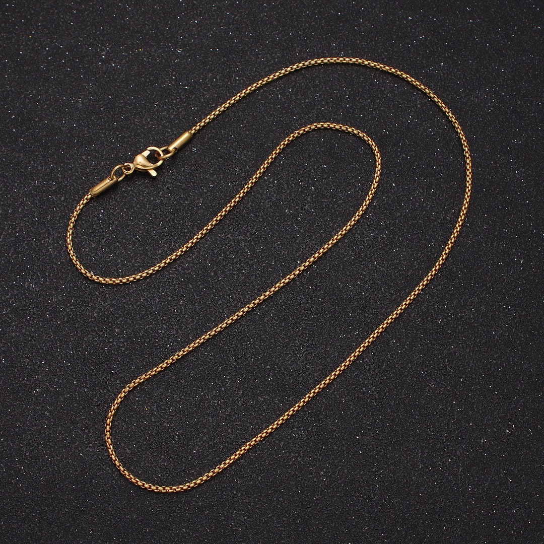 Dainty Stainless Steel Box Chain Necklace 1.2 Mm Gold Box Chain 17.7 ...