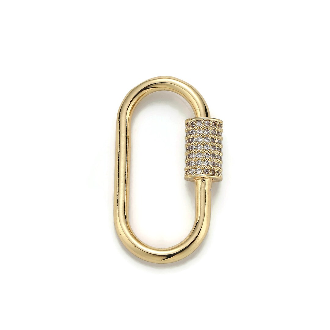 1pc Carabiner Screw Clasp, Screw Clasp Oval , Interlocking Clasp, Pave ...