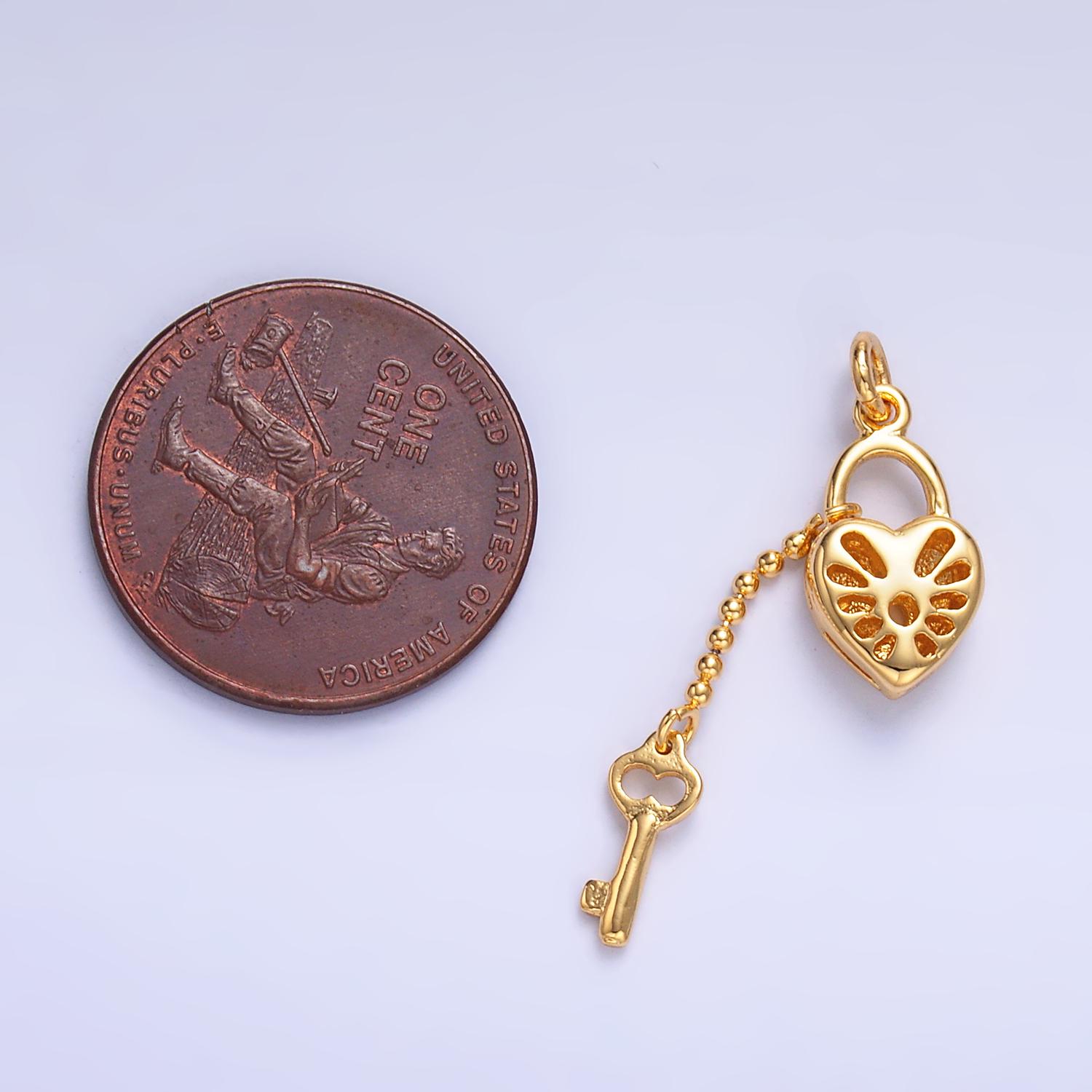 Mini Heart Lock Charms, Micro Pave Gold Padlock Charms, , Padlock ...