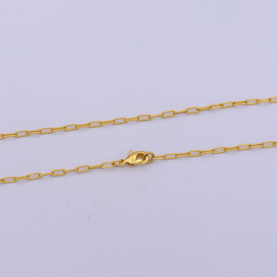 1pc 15.9'' Ready to Use Gold Thin Rolo Necklace Chain, Small Paperclip ...