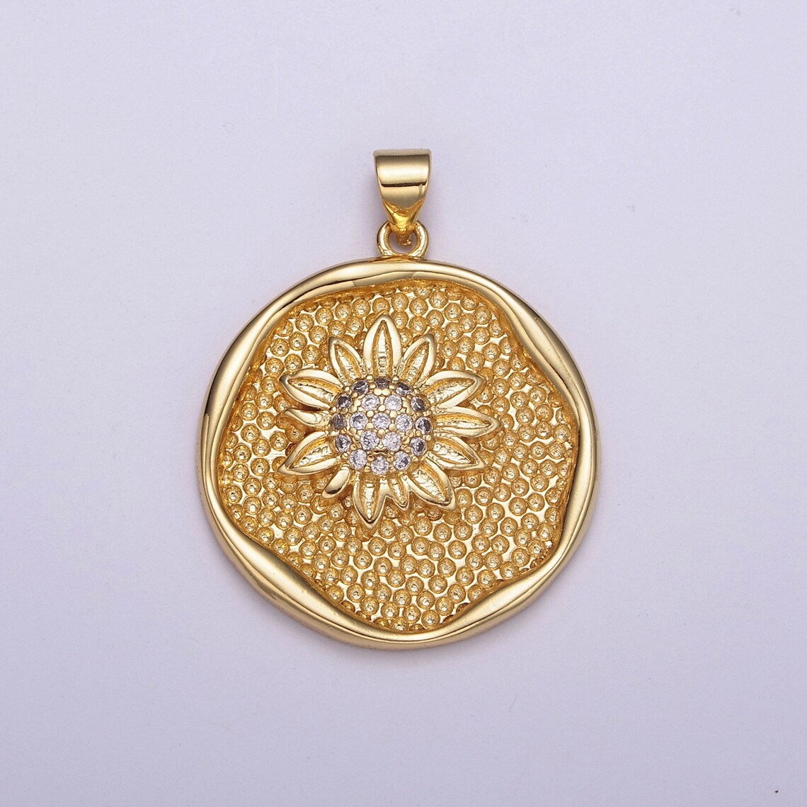 Gold Sunflower Coin Charm Necklace 24k Gold Filled Sunflower Jewelry ...