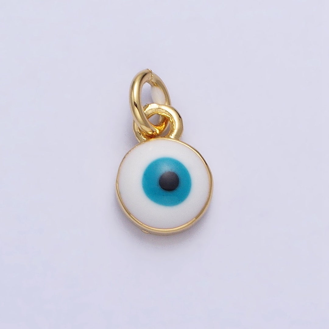 11x5.8mm 24k Gold Filled Evil Eye Charm Mini Amulet Charms for Necklace ...