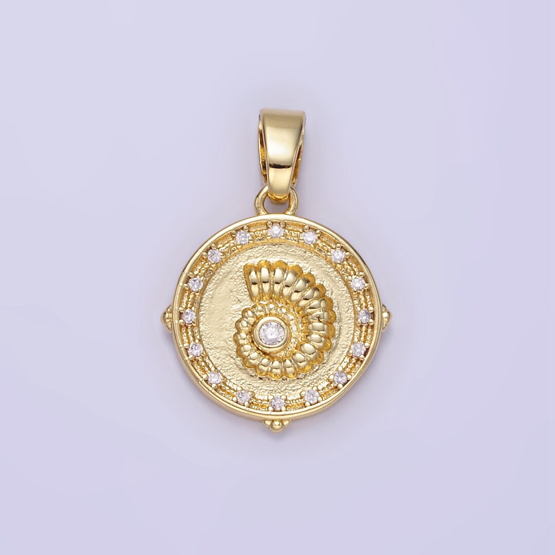 Gold Coin Charms 24K Gold Filled Conch Shell Pendant Conch Shell Charm ...