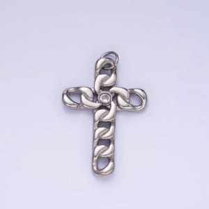 Stainless Steel Chain Textured Cz Cuban Cross, Cholo Fit | P-965 - Etsy