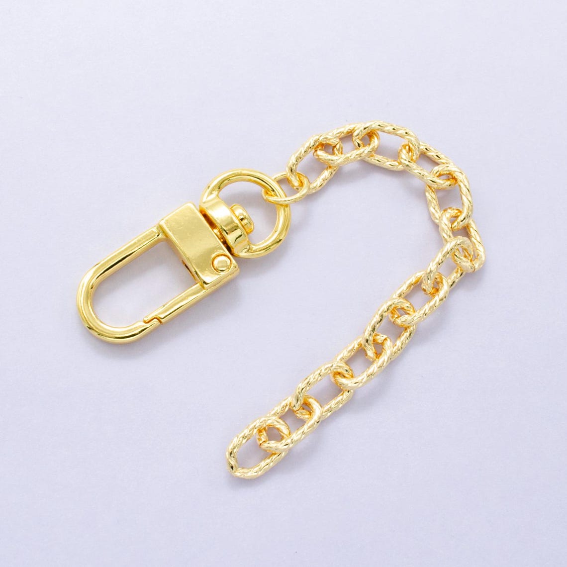 24K Gold Filled 5-inch Lined Paperclip Chain Bag Purse Charm Swivel ...