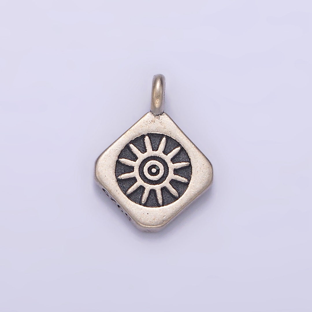 S925 Sterling Silver Celestial Sun 12mm Rhombus Charm SL-382 - Etsy