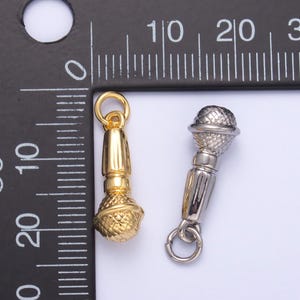 24K Gold Filled Microphone Pendant Dainty Silver Mic Karaoke Singer MC ...