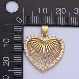 Gold Radiant Heart Pendant, 24K Gold Filled CZ Sunburst Love Heart ...