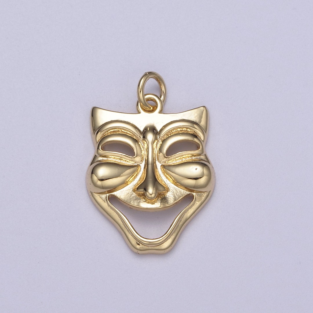 Dainty Gold Theater Mask Charm Drama Play Art Comedy Charm Cameo ...