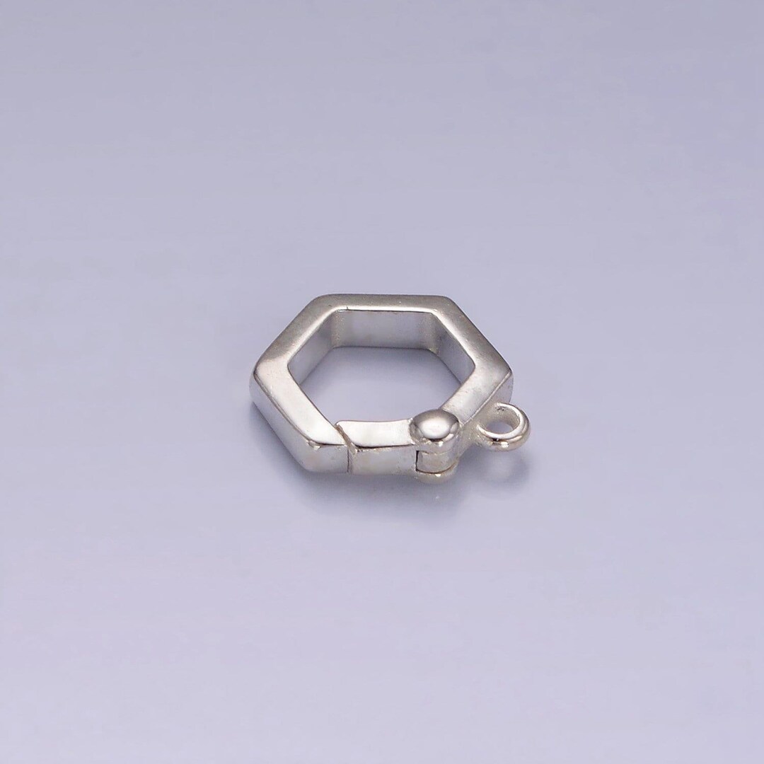 S925 Sterling Silver Hexagon Push Gate Clasps for Jewelry Making ...