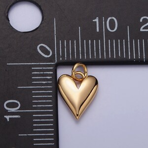 Mini Gold Heart Charm Pendant Puffy Heart Charm Silver 3D Gold Heart Charm for Bracelet Necklace ...