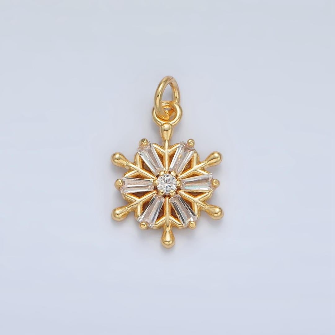 Mini Gold Snow Charm Tiny Snow Flake Charm Winter Charms 24K Gold ...