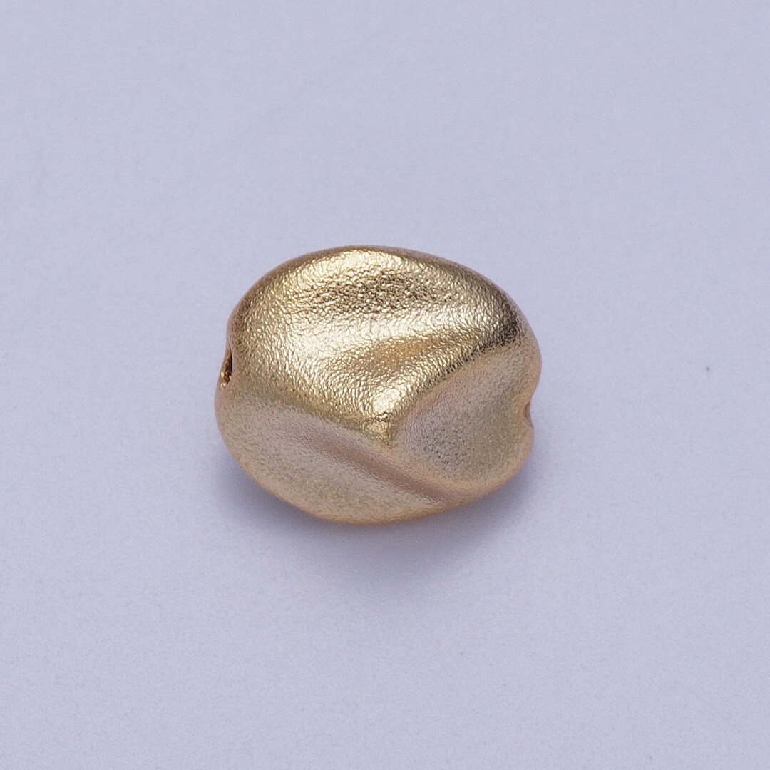 20x Matte Gold Plated Bean Shape Beads, 10.7 X 9.5 Mm Gold Nugget Beads ...