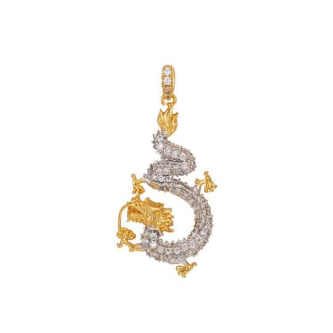 24k Gold Filled Dragon Pendant East Asian Creature King Zodiac Cubic ...