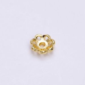 6mm Gold Filled Flower Bead Cap, Dainty Floral Bead Toppers, Bead ...