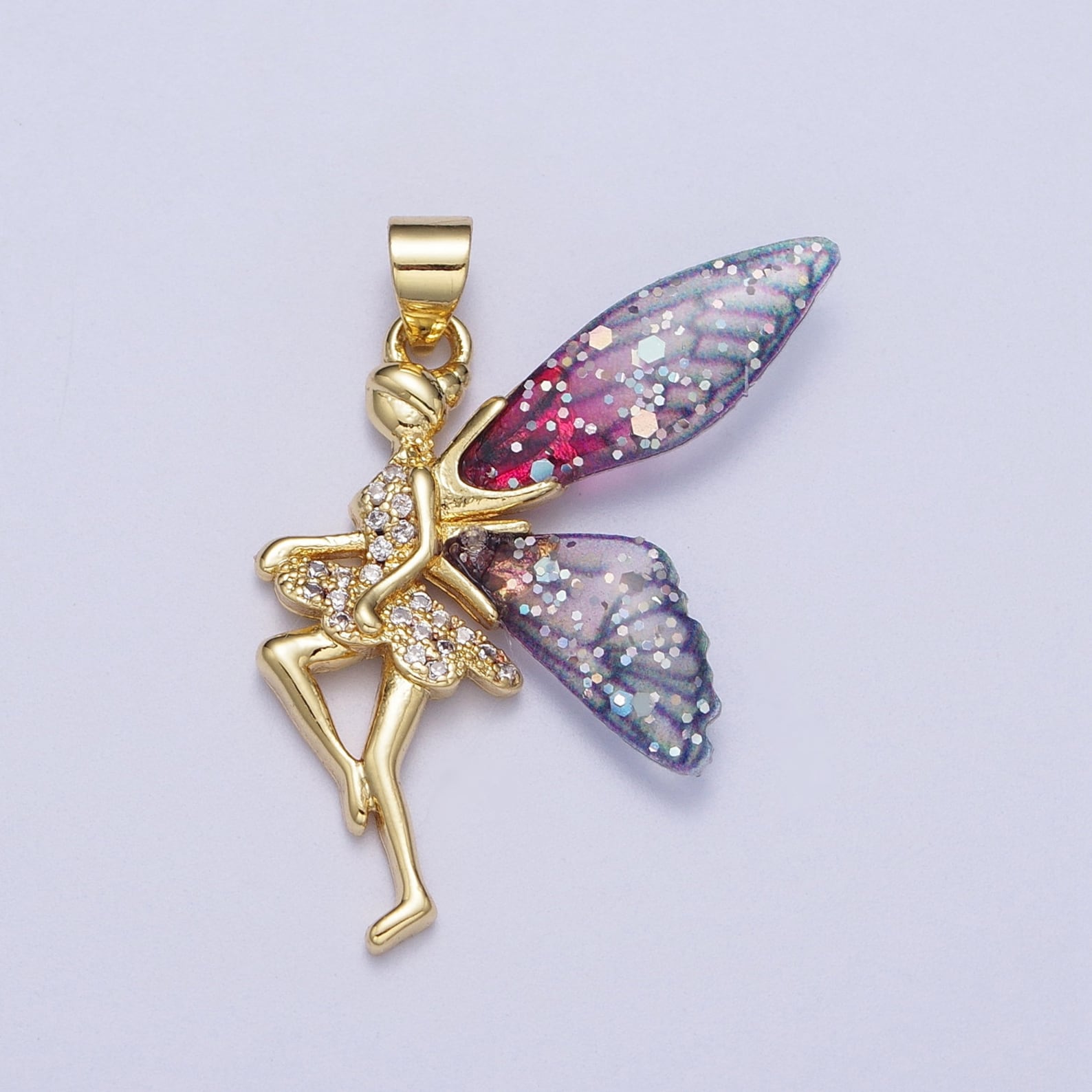 Large Fairy Pendant Art Nouveau Pixie Gold Charms Whimsical - Etsy
