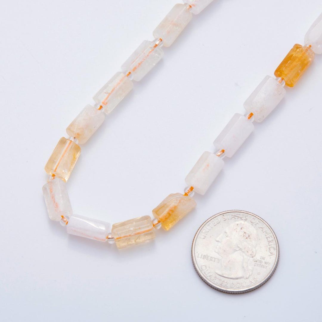 Natural Citrine Bead Stone Cylinder Gemstone Clear Orange Beads Tube ...