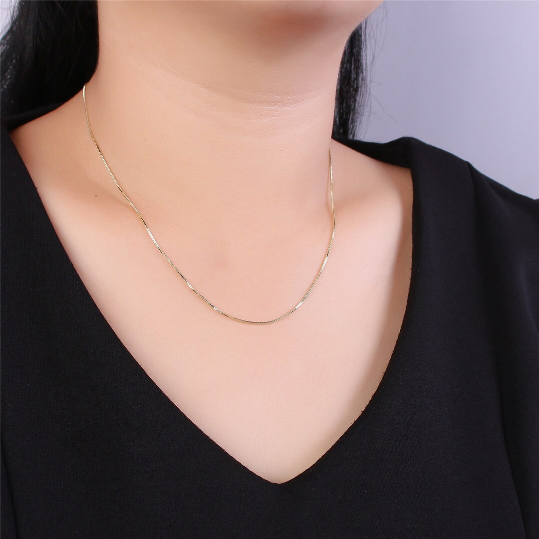 1pc 18'' Ready to Wear Gold Square Box Chain Necklace, Layering Dainty ...