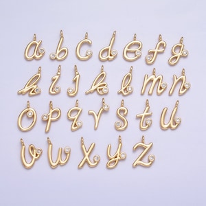 Dainty Gold Initial Charm Cursive Letter Charm Minimalist Alphabet ...