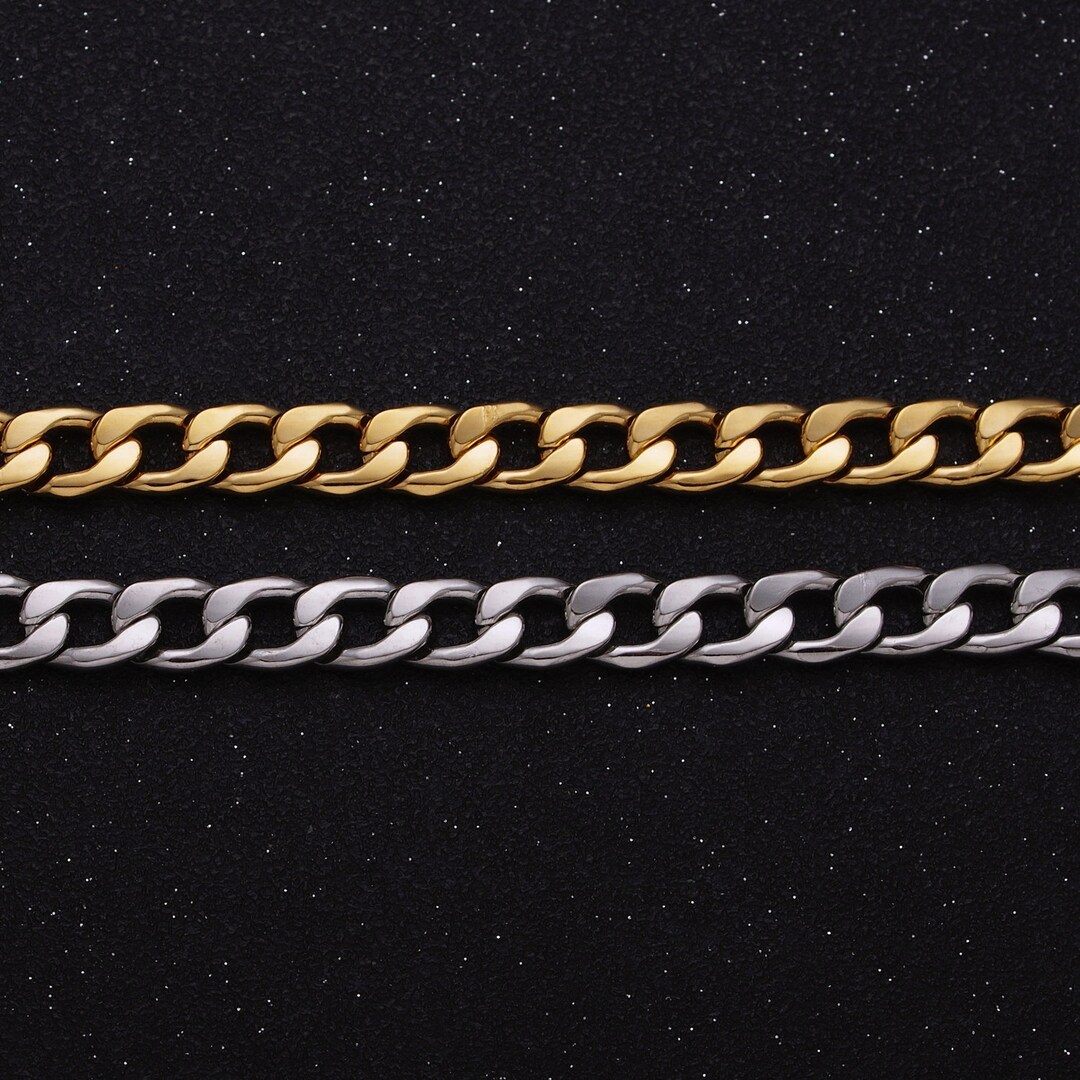 24k Gold Filled Cuban Link Chain 7.5mm Unfinished Unisex Curb Link ...