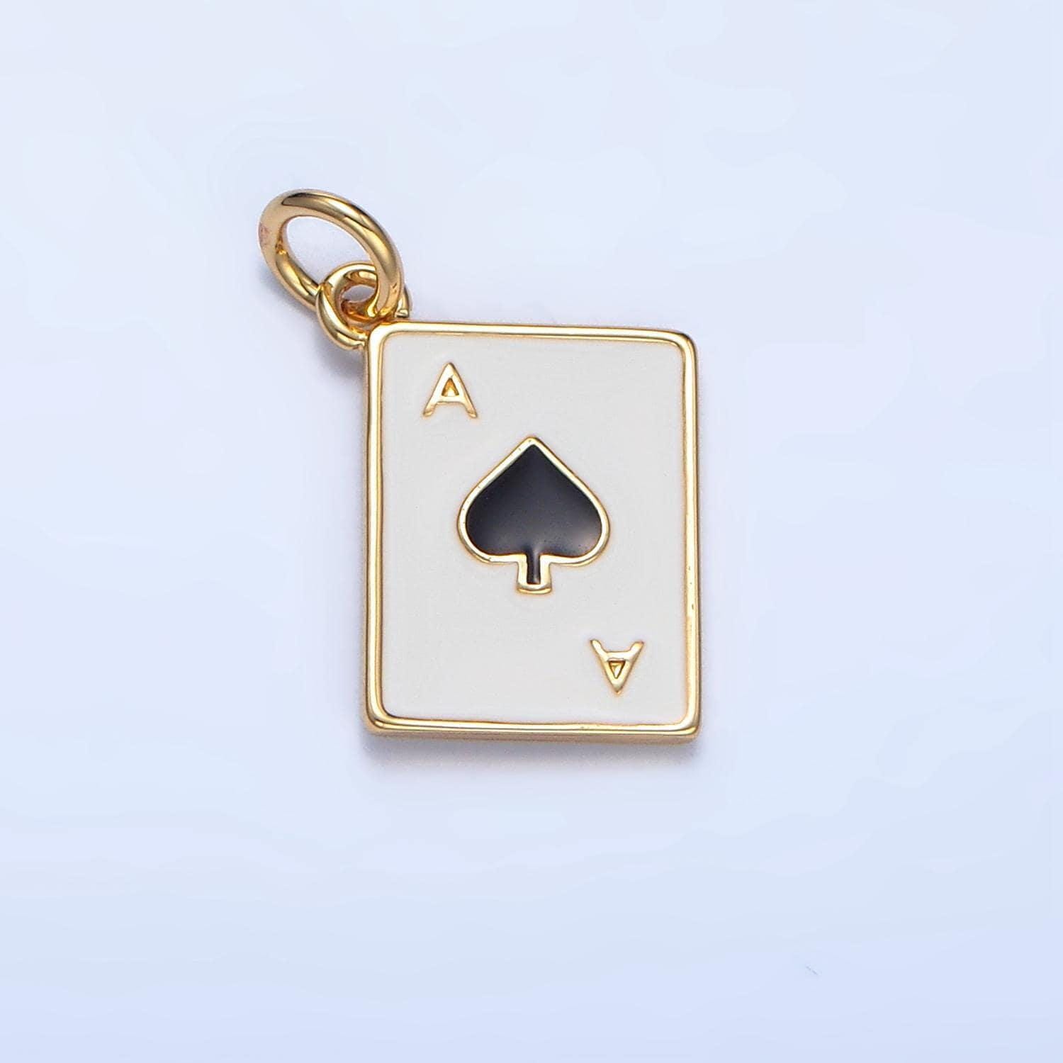Dainty 24k Gold Filled Heart Ace Playing Card Charm Ace of Spade Poker ...