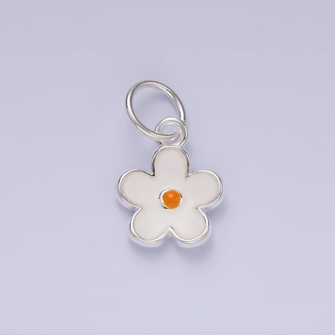 Dainty White Daisy Charms Kawaii Sterling Silver Flower Charms Cute ...
