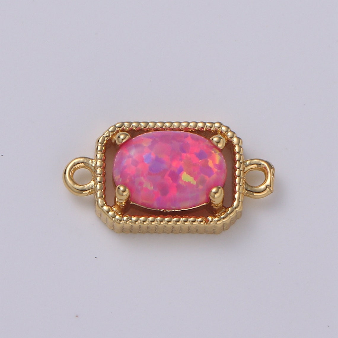 Gold Oval Opal Connector Octagon Link Connector Opalite Charm | Etsy