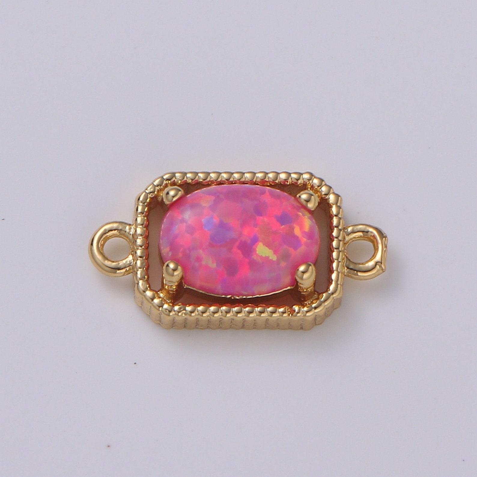 Gold Oval Opal Connector Octagon Link Connector Opalite Charm | Etsy