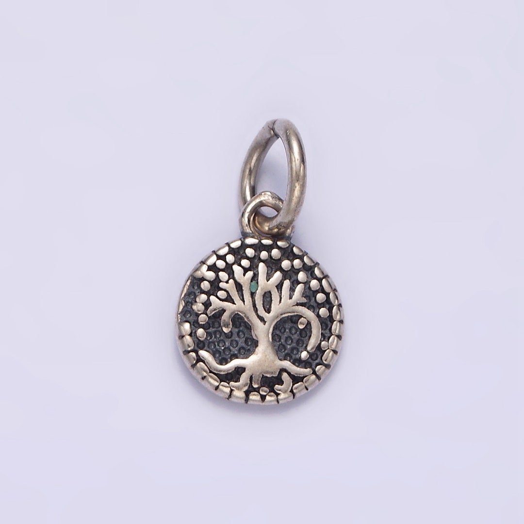 S925 Sterling Silver 8mm Nature Tree Leaf Round Add-on Charm | SL-384 ...
