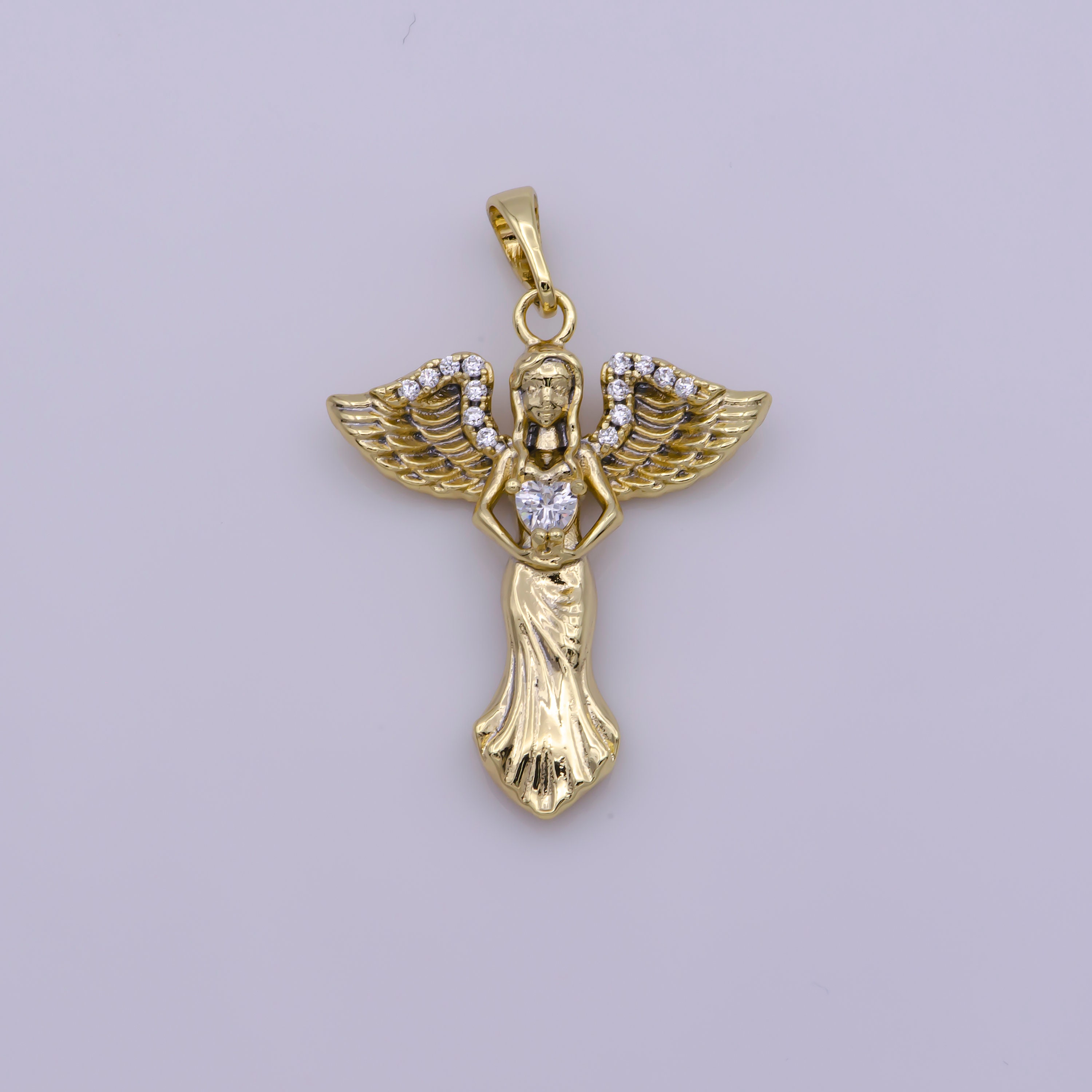 14k Gold Filled Guardian Angel Charm Pendant for Necklace | Etsy