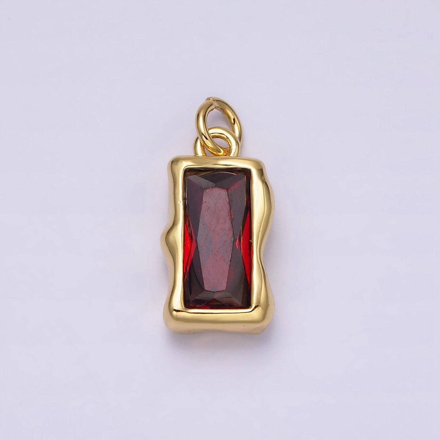 14k Gold Filled 20mm Birthstone Cz Baguette Charm Personalized Birth ...