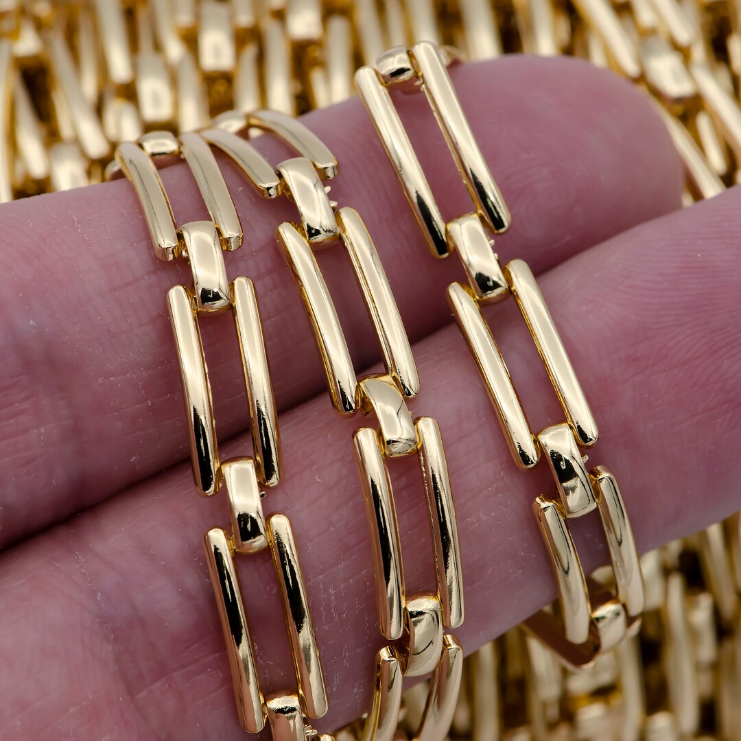 24K Gold Filled Designed Chain, Curved 12.6x5.4mm Chain for Statement ...