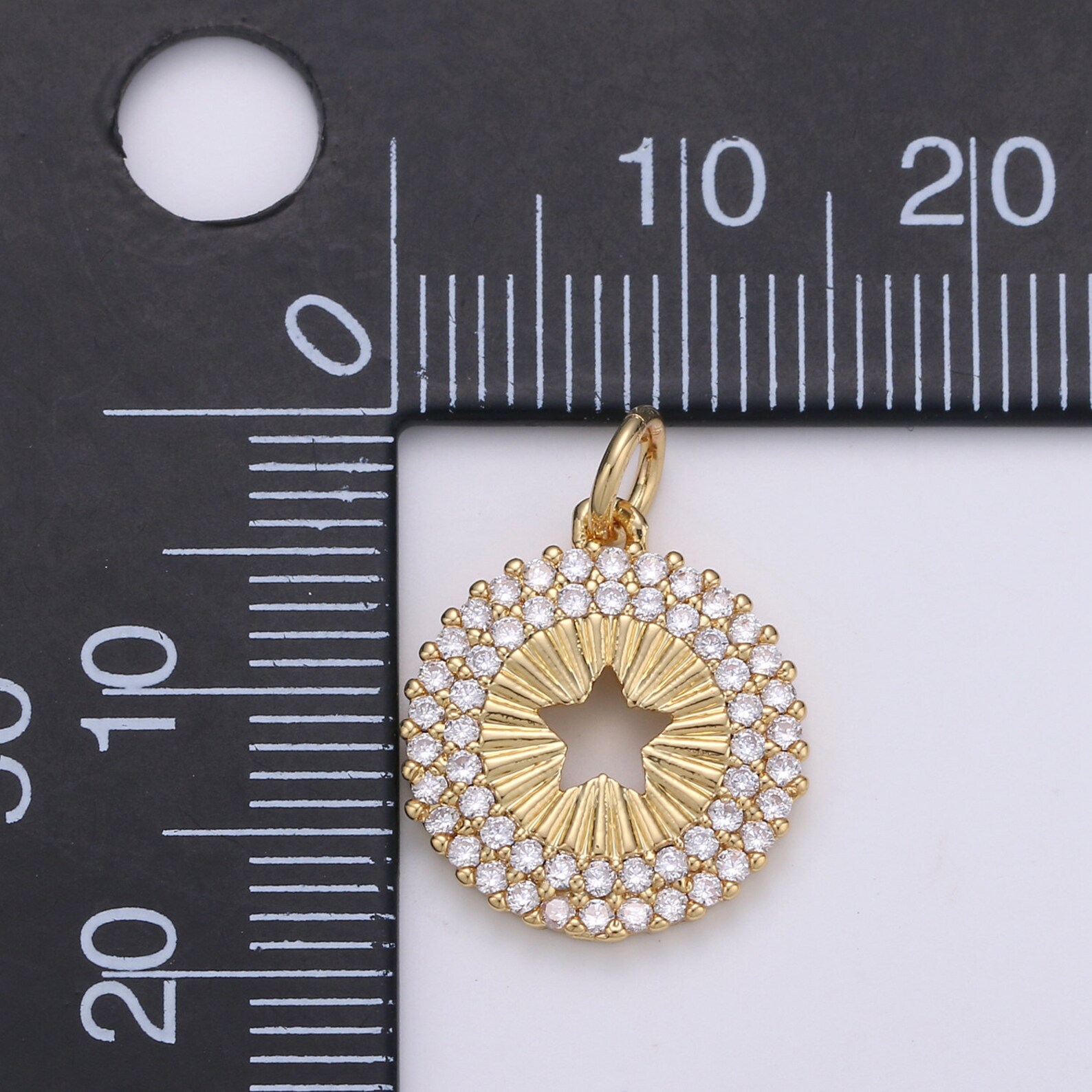 14mm 24K Gold and Silver Round Star Charm Round Star Charm - Etsy