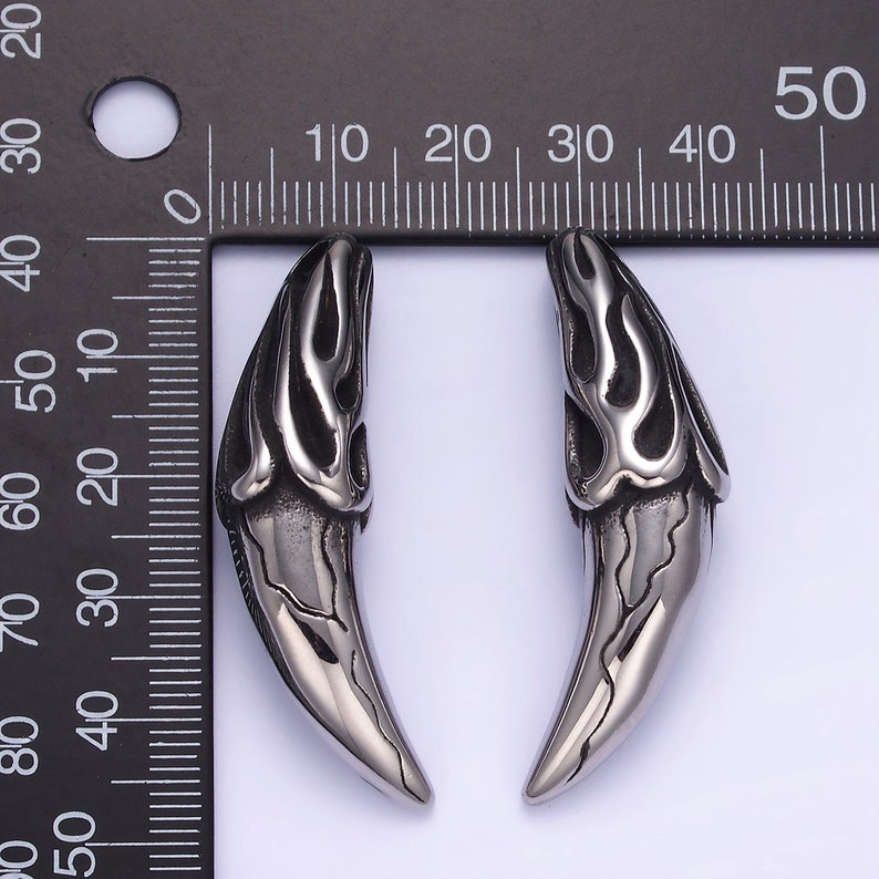 Chunky Silver Heavy Metal Steel Tusk Pendant Goth Necklace Charm Edgy ...