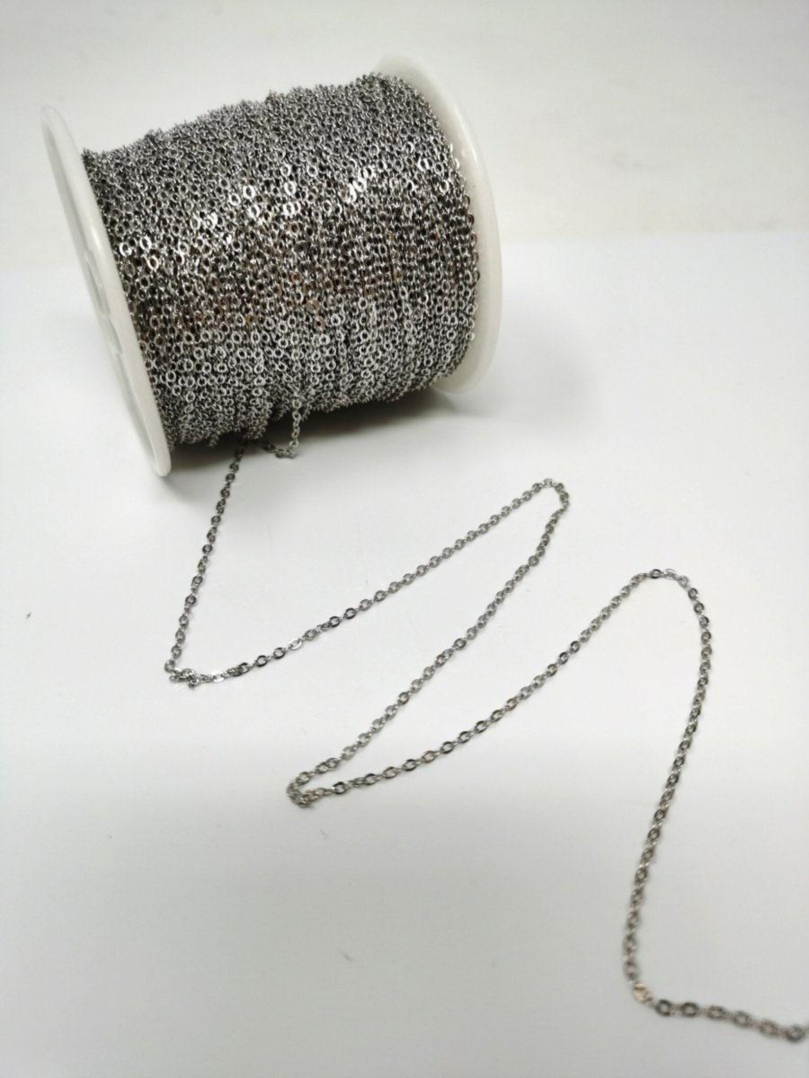 Silver Rolo Cable Chain by Yard Dainty Cable Rolo Chain Unfinished ...