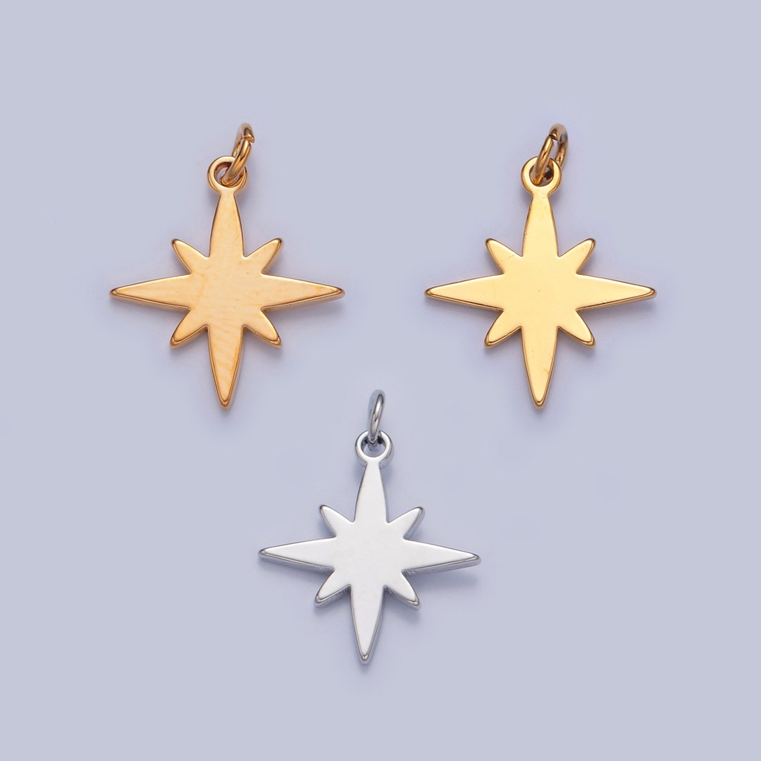Gold Filled North Star in Silver/gold, Shining Celestial Star Charm ...