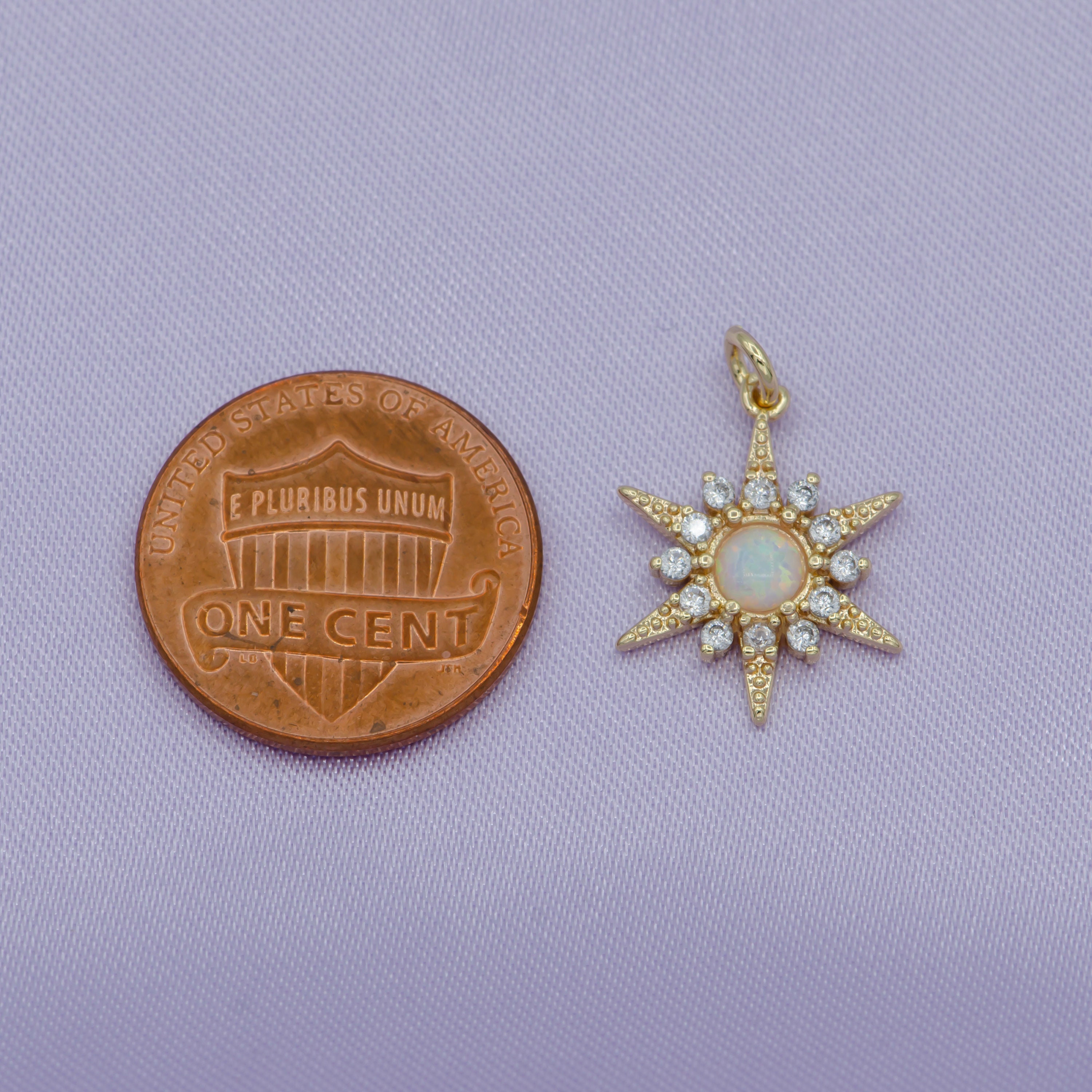 Pinkish Gold Opal Star Charm Micro Pave Starburst Charm for - Etsy