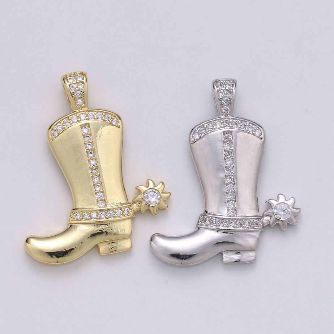 24K Gold Cowboy Boot Charm, Gold Cowboy Boots Charm for Necklace or ...