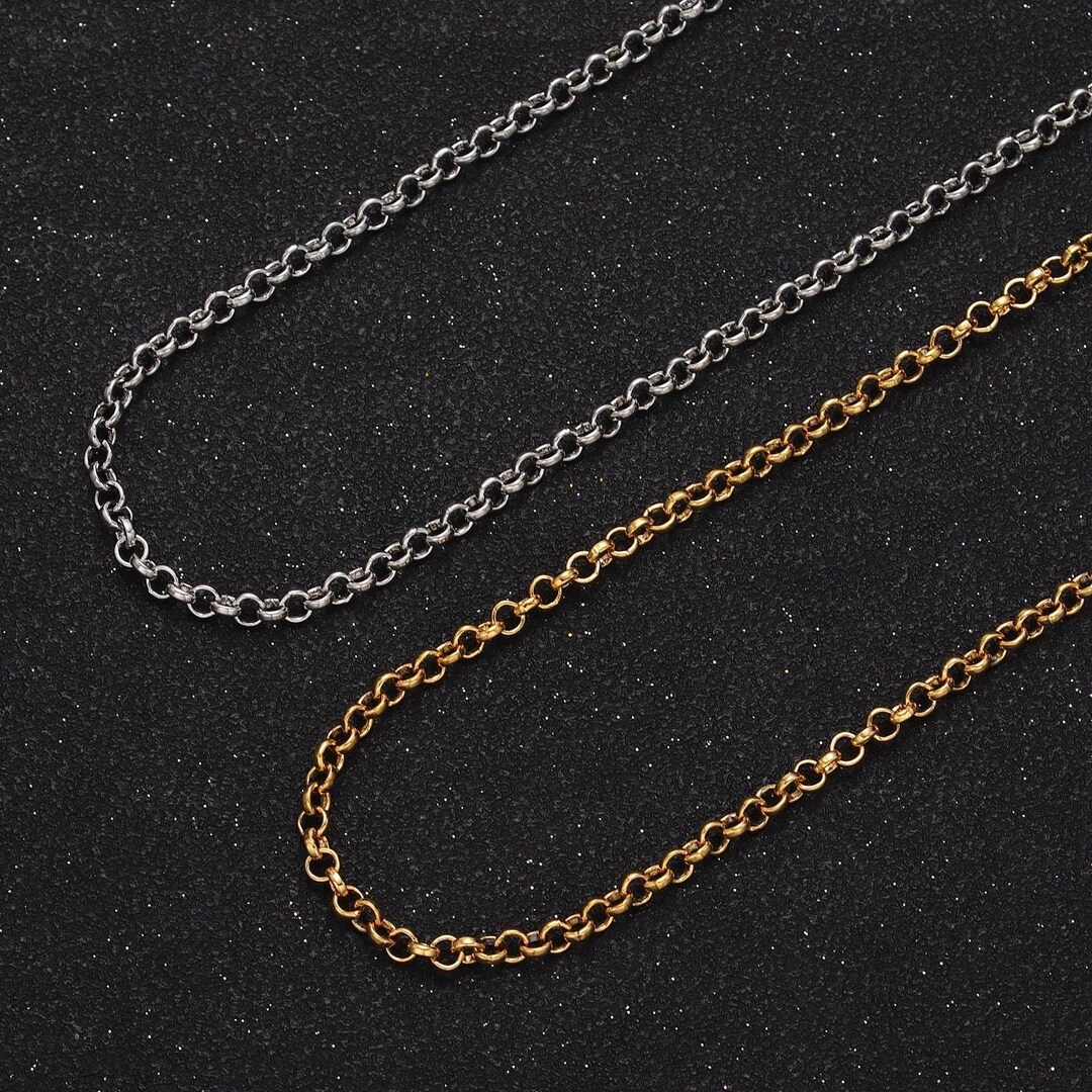 Silver / Gold Rolo Chain by Yard 3mm Width Wholesale Bulk Rolo Cable ...