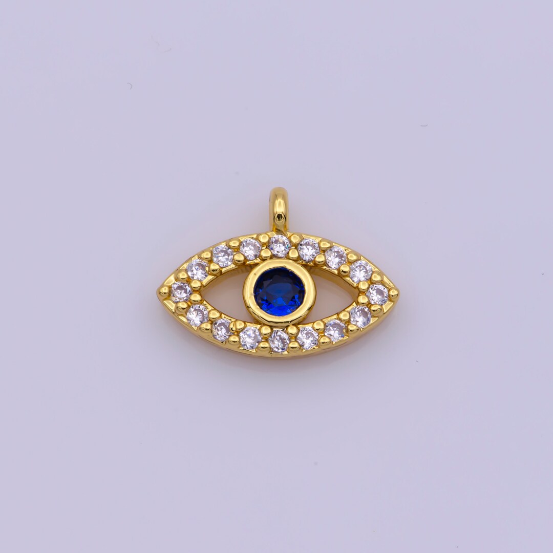 Mini Blue Evil Eye Charm, Gold Plated Eye Charm Eye of Ra Amulet ...