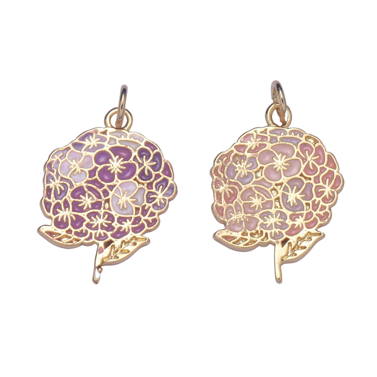 1x Hydrangeas Charm Gold Flower Charm for Bracelet Earring - Etsy