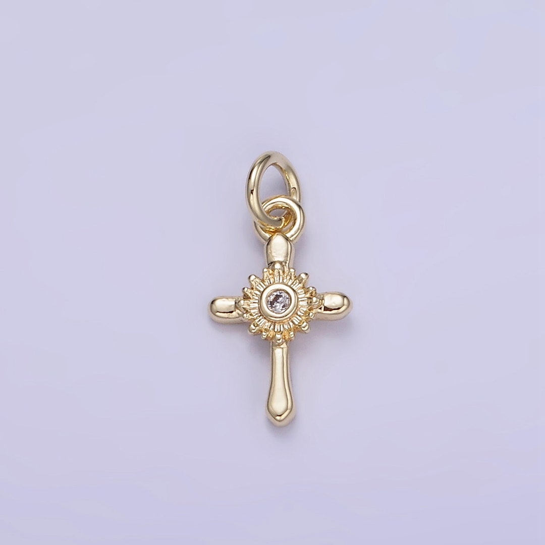 Mini Gold Cross Charm Tiny Cross Charm for Religious Jewelry Making ...