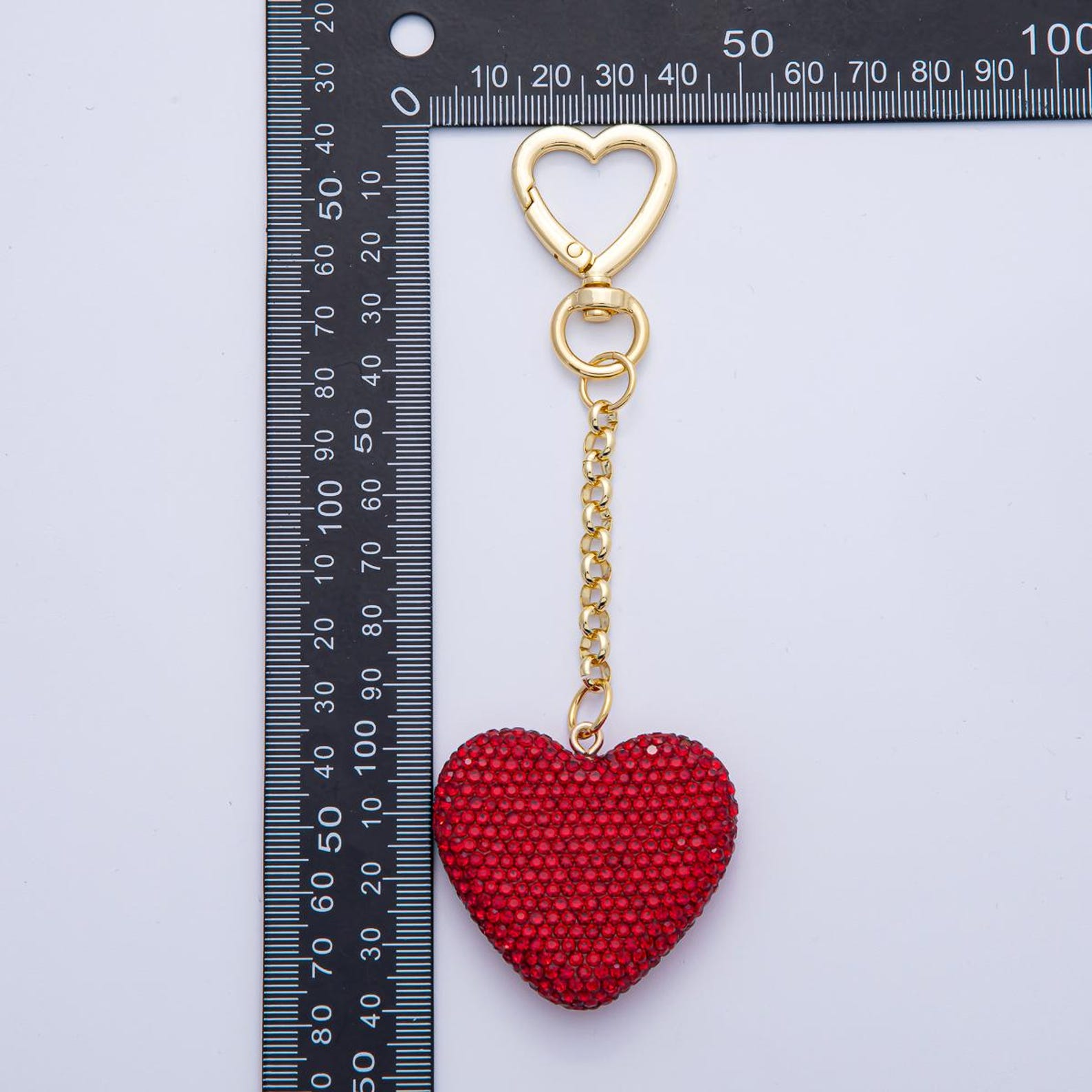 18K Heart Shaped Gold Filled White Red Pink Bedazzled Heart Bag Crystal ...