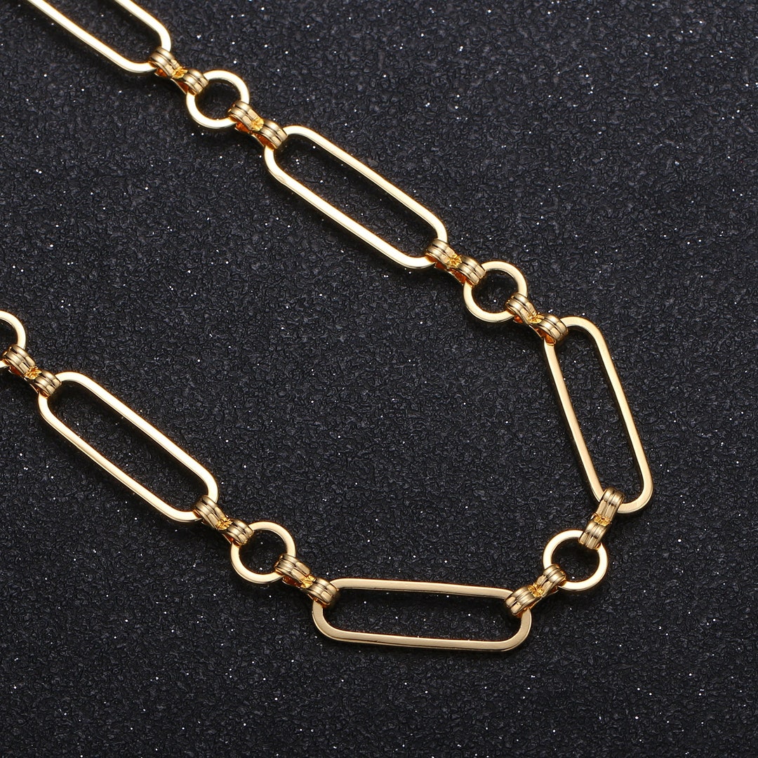 Long 24K Gold Rolo Infinity Cable Paperclip Chain by Yard, Link Cable ...