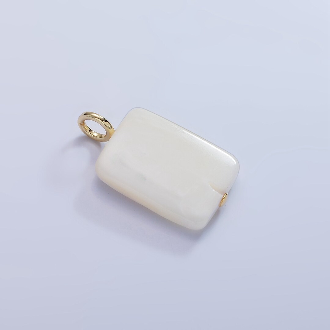 Flat White Rectangular Pearl Pendant 16K | P-1785 - Etsy