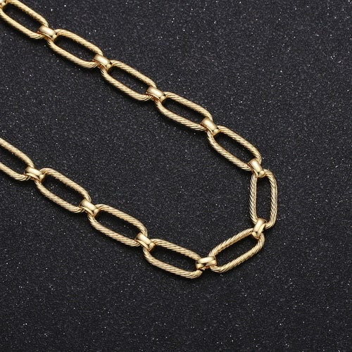 24K Gold Oval Rolo Cable Chain by Yard Link Cable | Etsy