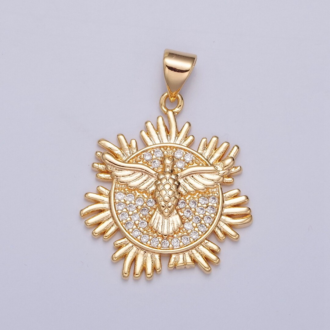 16K Gold Filled Holy Spirit Pendant, First Holy Communion Dove Gold ...