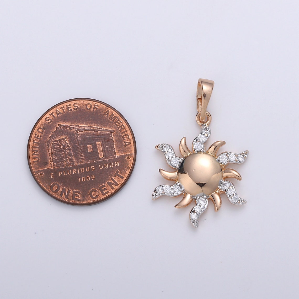 Sun Flower 18K Gold Charm Sunburst Micro Pave Charm - Etsy